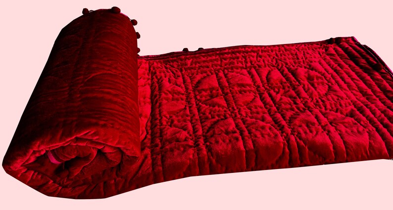 Deep Red Velvet Comforter, Velvet Bedding, Velvet Blanket, Red Blanket ...