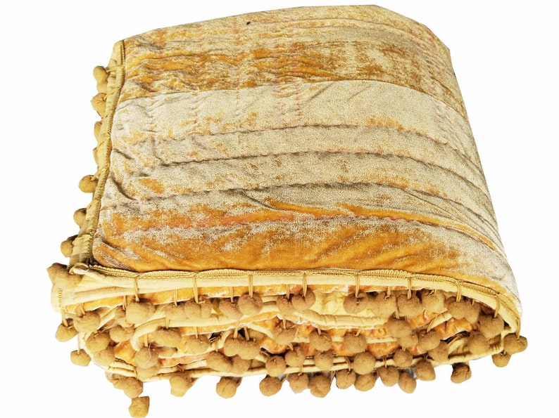 Gold Velvet Quilt Velvet Comforter Queen Quilt Gold King - Etsy