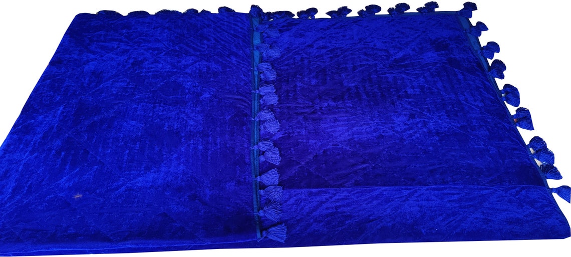 Royal Blue Velvet Quilt Blue Throw Blanket Royal Blue Queen - Etsy