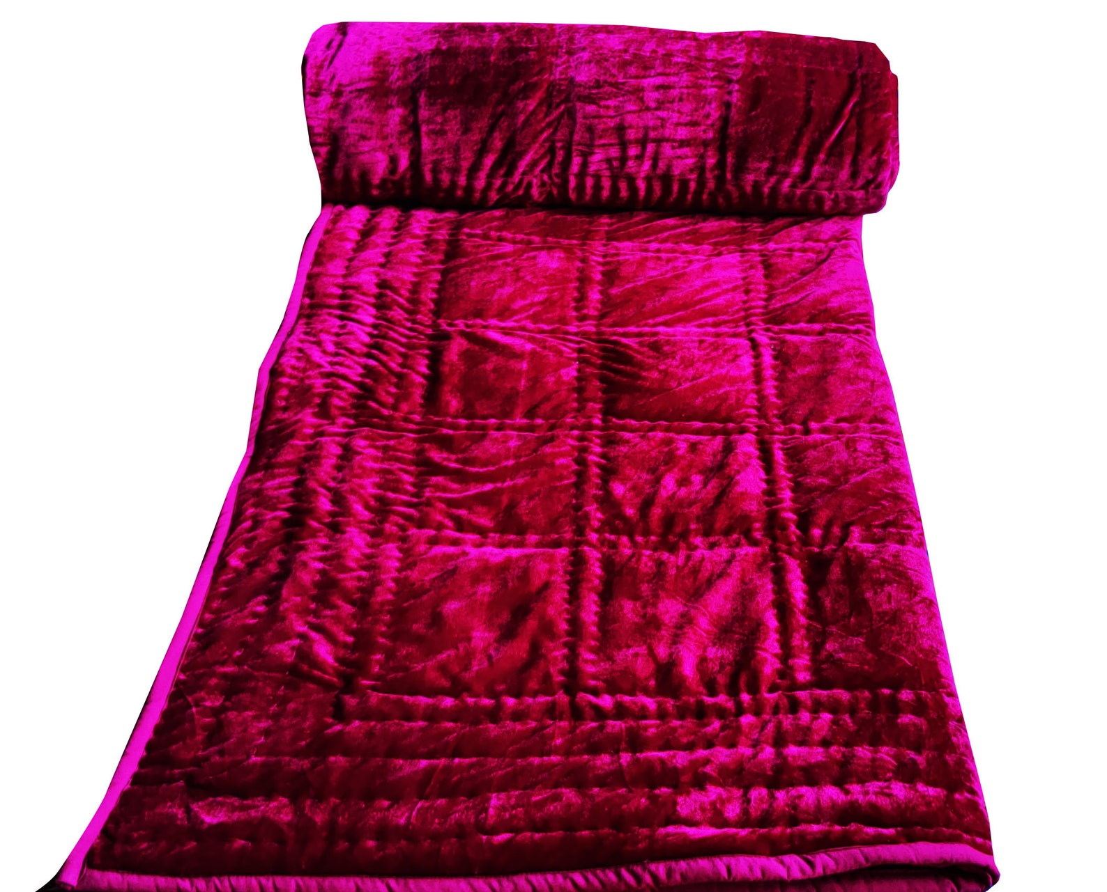 Deep Red Velvet Quilt Velvet Comforter Queen Quilt Gold - Etsy