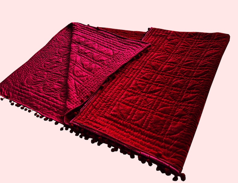 Deep Red Velvet Comforter, Velvet Bedding, Velvet Blanket, Red Blanket ...
