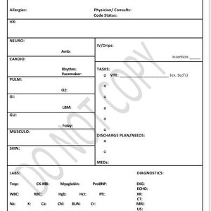 Best Nurse Report Sheet, New Grad Nurse Friendly, Report Template - Etsy