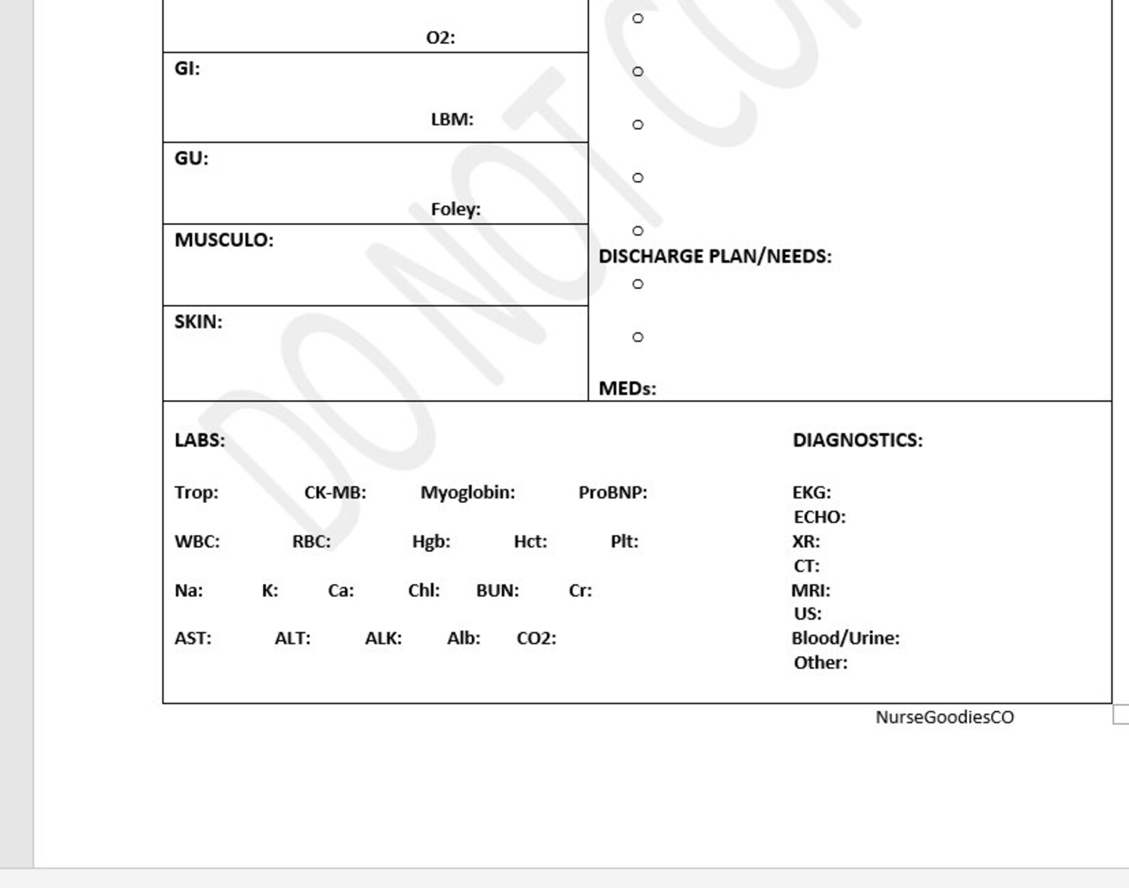 Best Nurse Report Sheet, New Grad Nurse Friendly, Report Template - Etsy