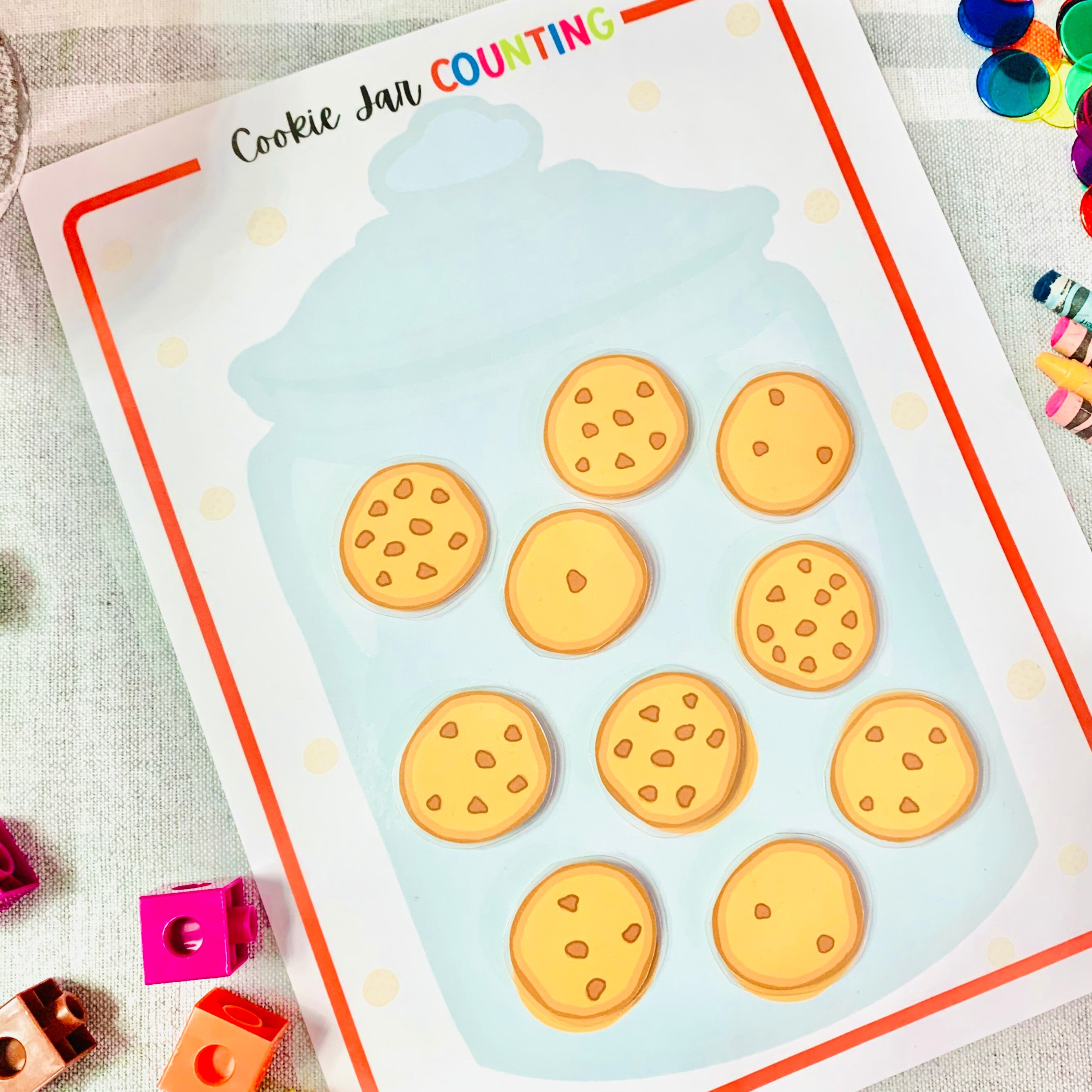 Counting to 10 Cookie Jar Printable Activity, Count to 10, Preschool ...