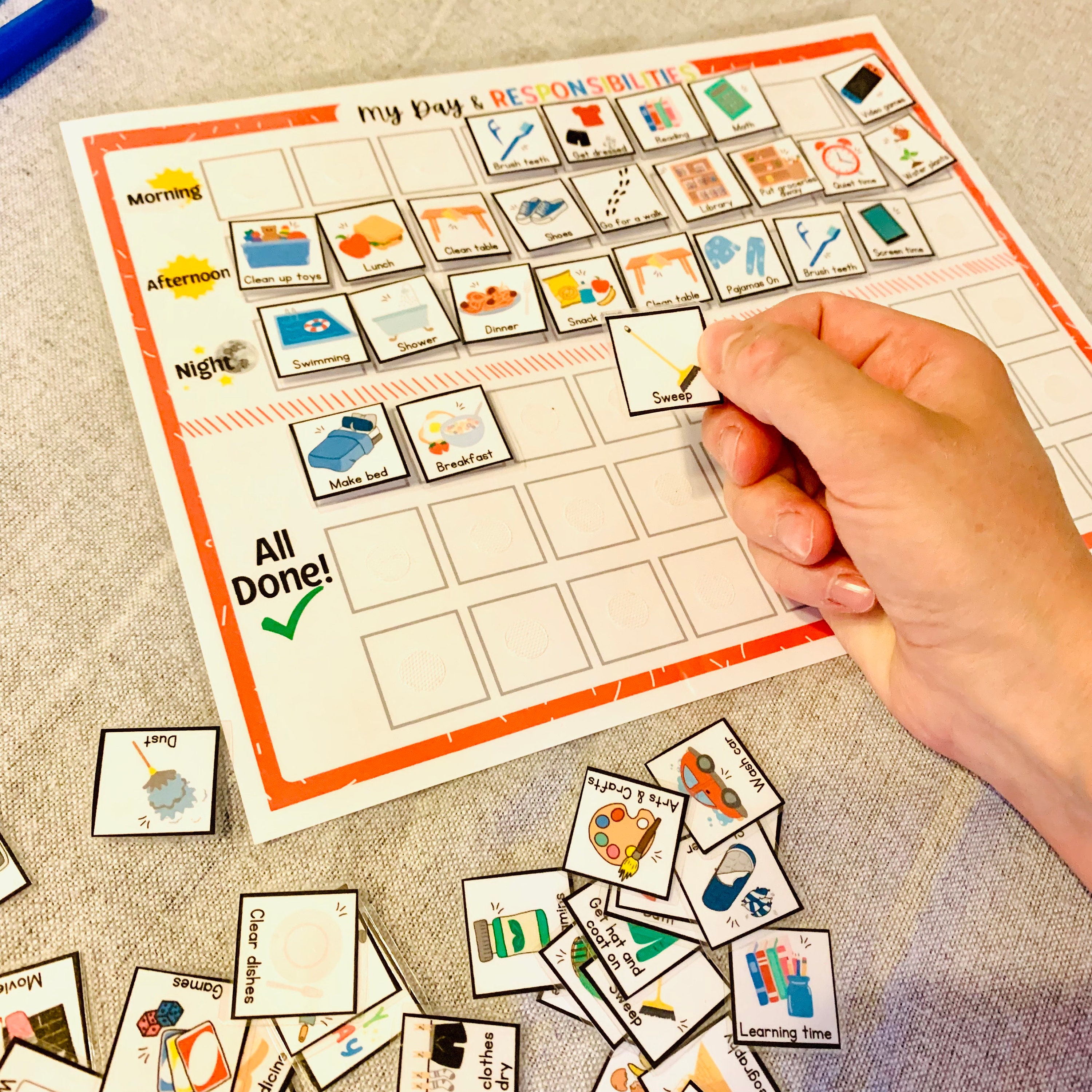 Kids Chore Chart Printable, My Day and Responsibilities Chart, Daily ...