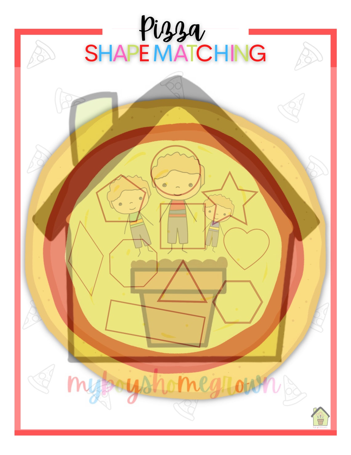 Shape Matching Printable, Pizza Shape Pepperoni Sorting Game, Shape ...