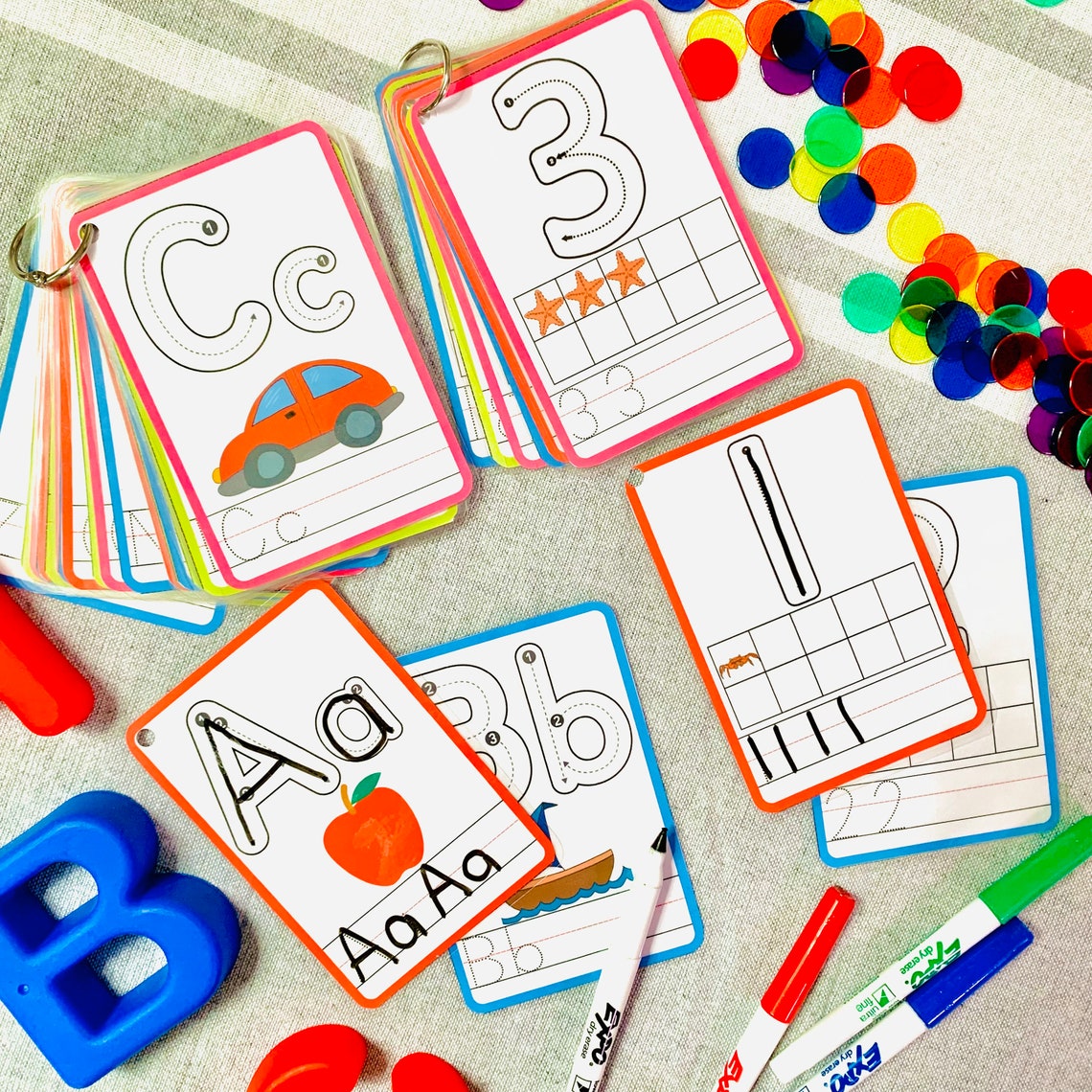 Traceable Alphabet and Number Flashcards Bundle Tracing - Etsy