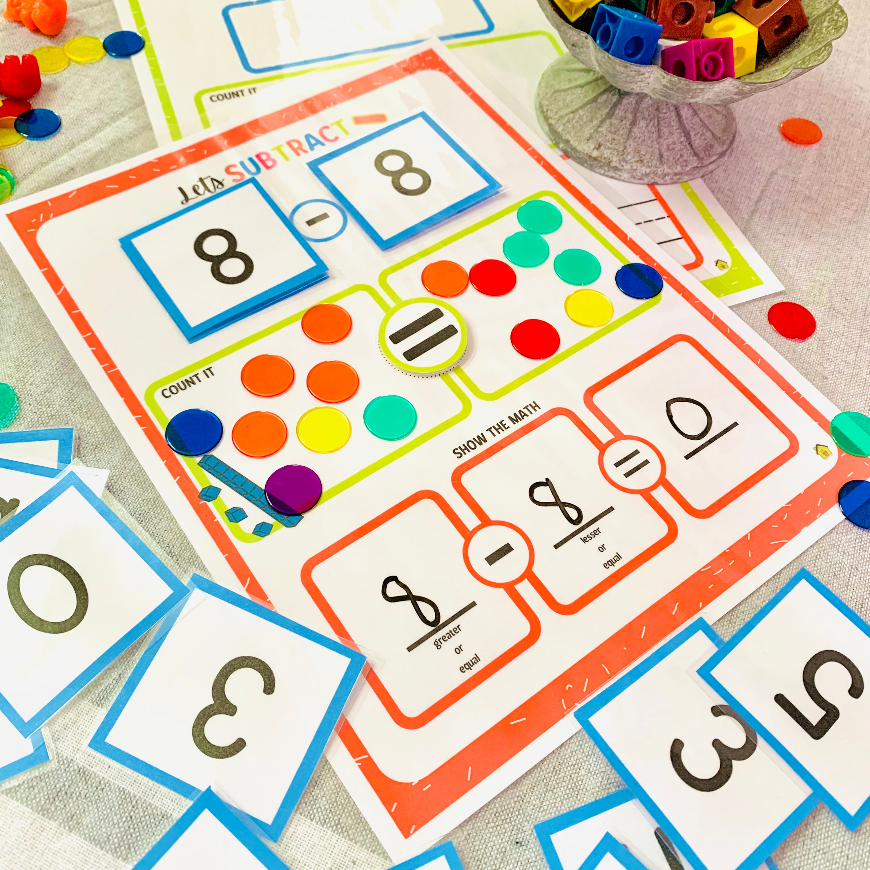 Kindergarten Math Printable Bundle, Adding and Subtraction Worksheets ...