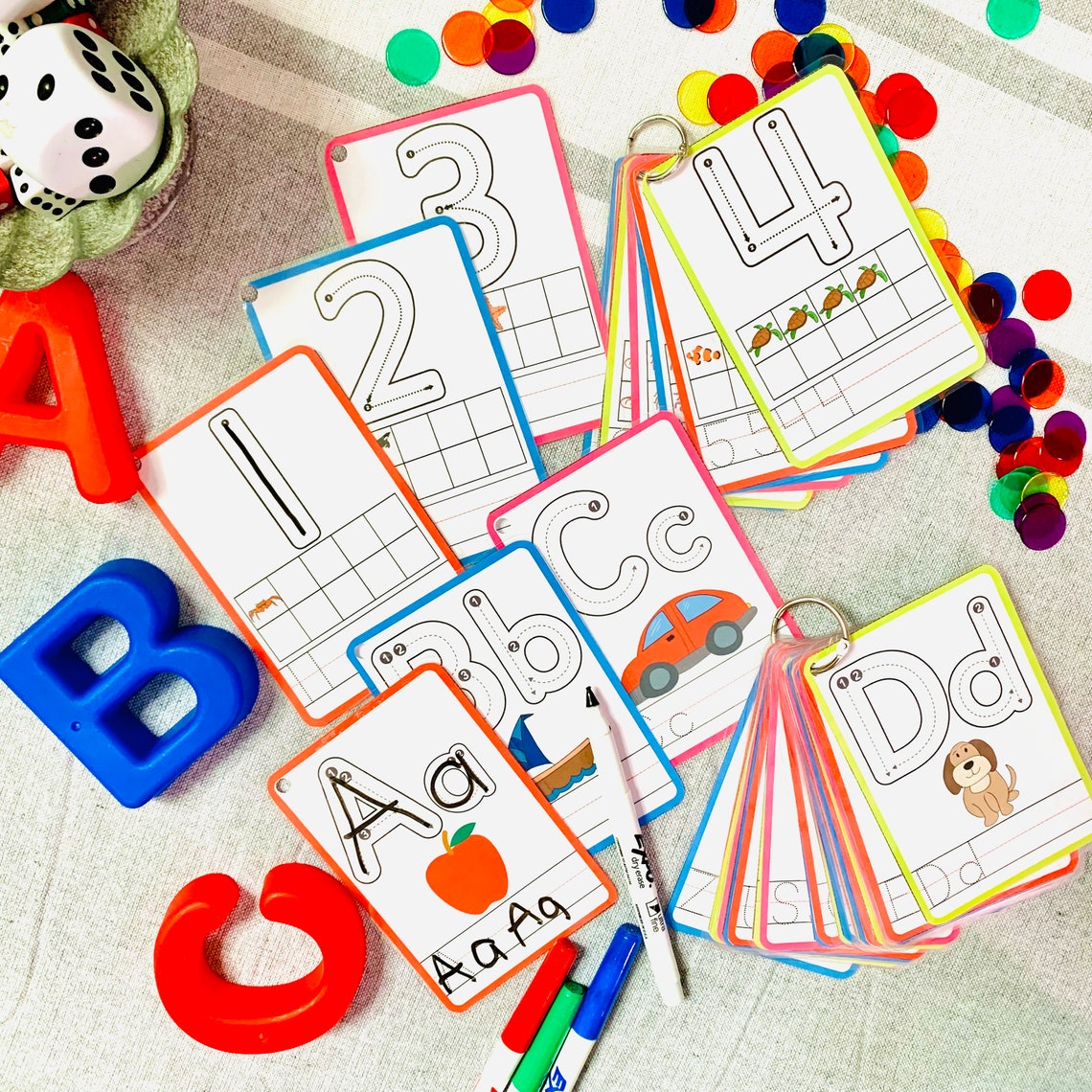 Traceable Alphabet and Number Flashcards Bundle Tracing - Etsy