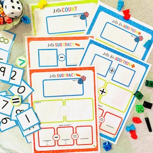Kindergarten Math Printable Bundle, Adding and Subtraction Worksheets ...