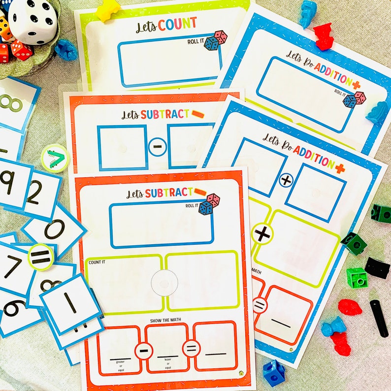 Kindergarten Math Printable Bundle, Adding and Subtraction Worksheets ...