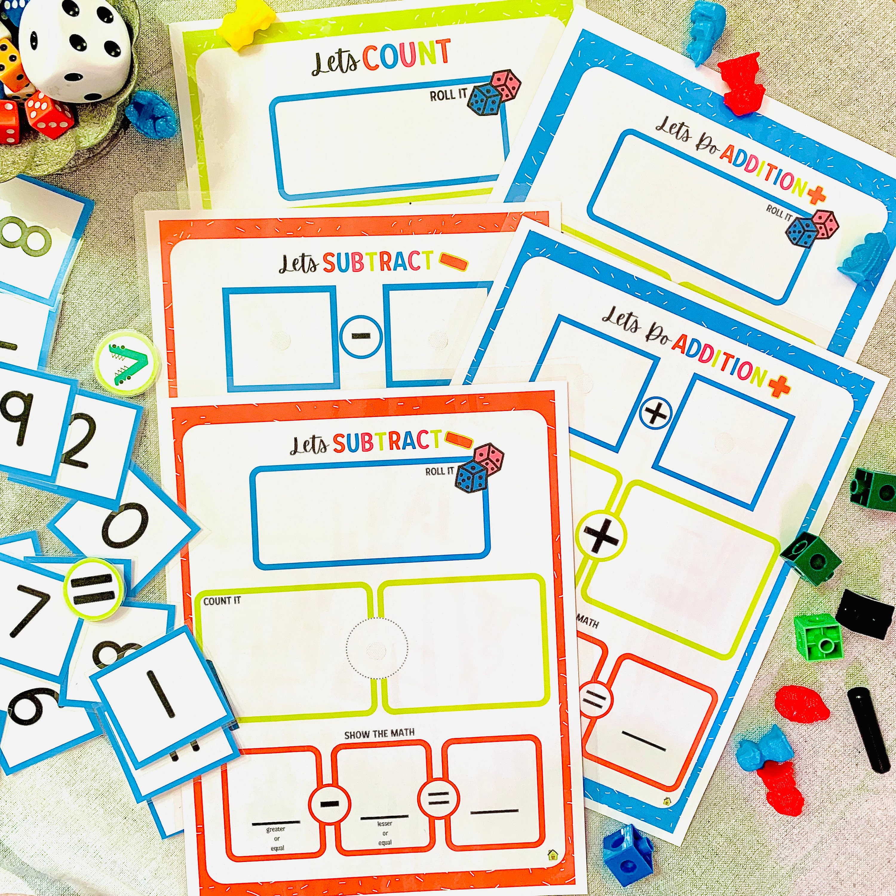 Kindergarten Math Printable Bundle, Adding and Subtraction Worksheets ...