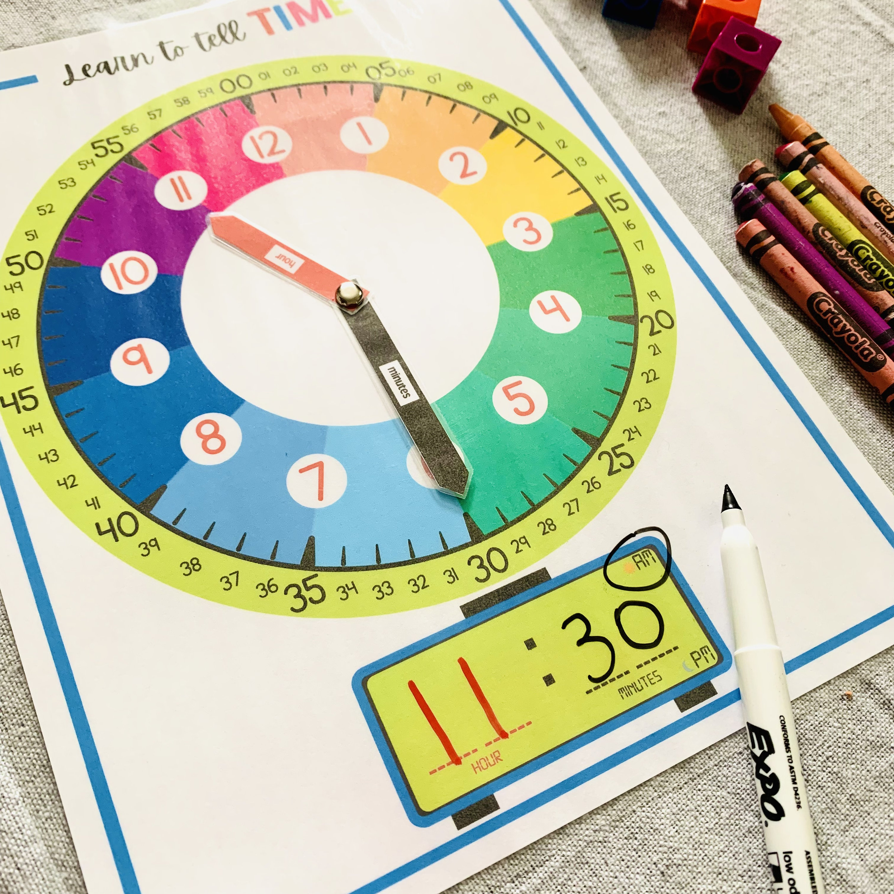 Learn to Tell Time Printable Clock, Clock Printable, Telling Time ...