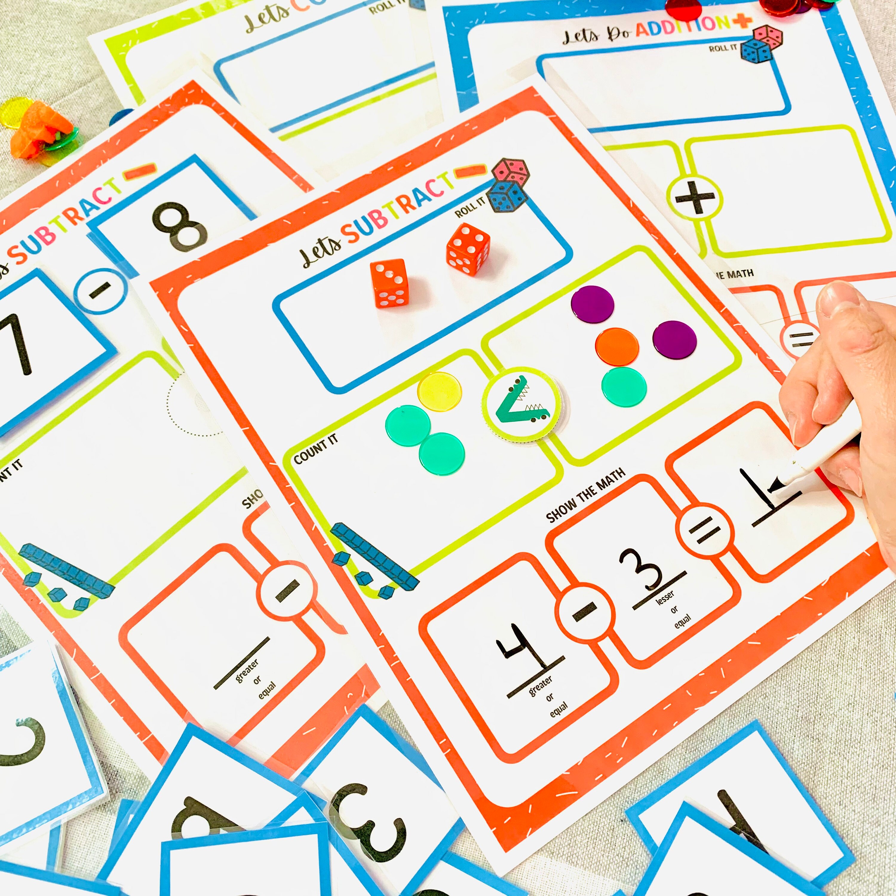 Kindergarten Math Printable Bundle, Adding and Subtraction Worksheets ...