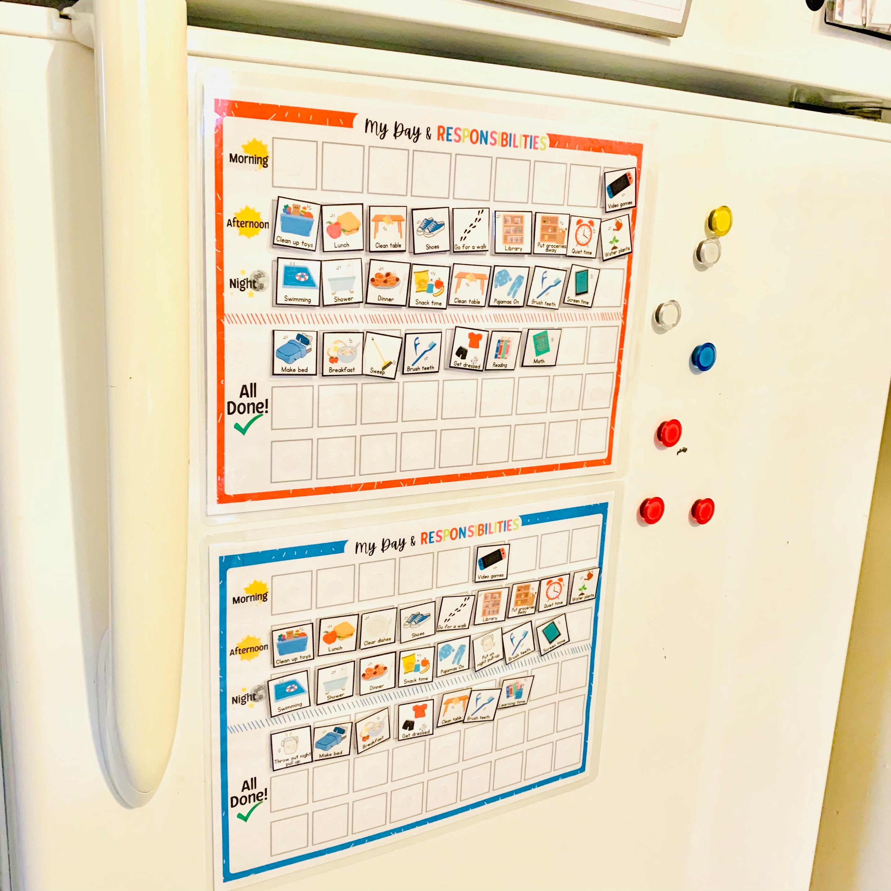 Kids Chore Chart Printable, My Day and Responsibilities Chart, Daily ...