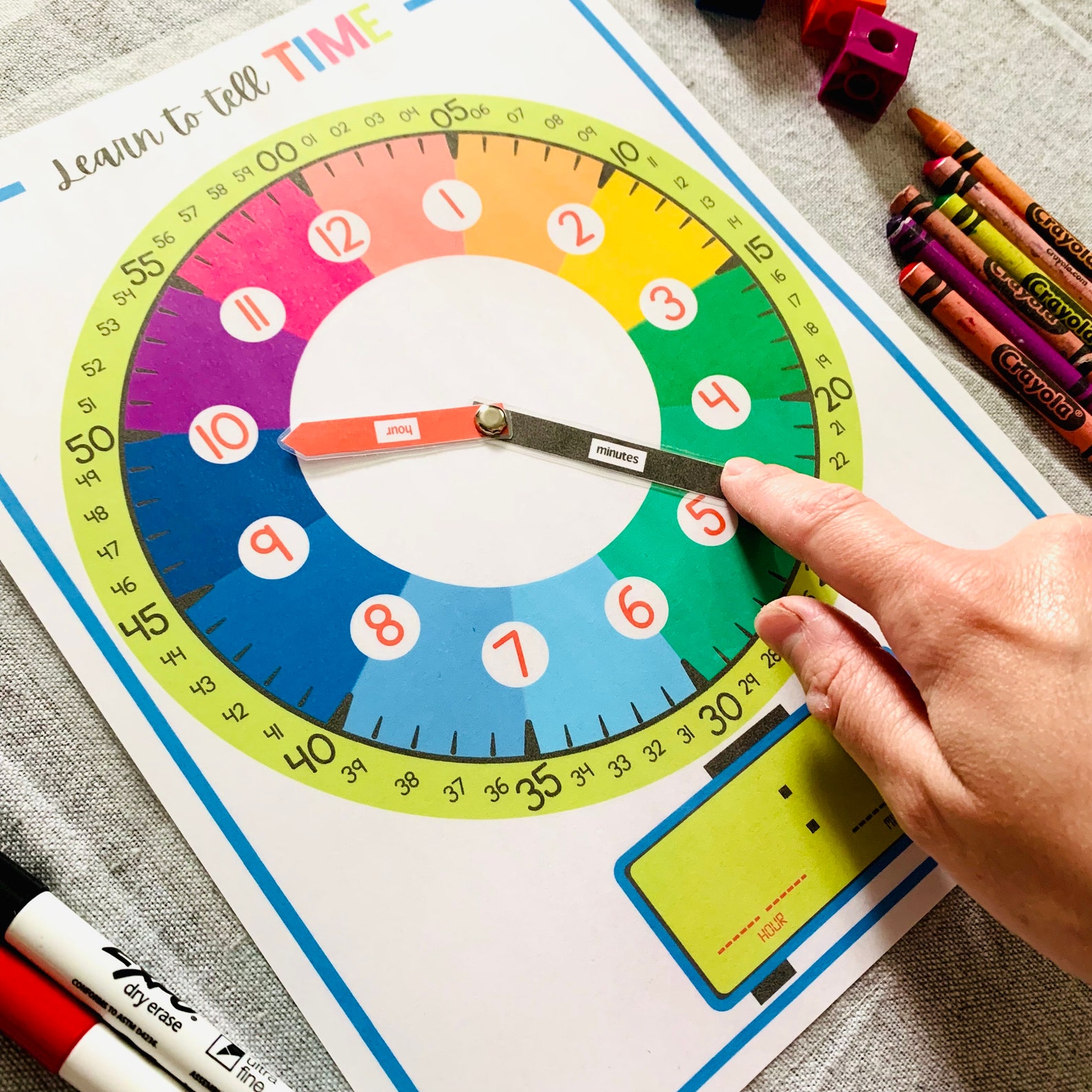 Learn to Tell Time Printable Clock, Clock Printable, Telling Time ...