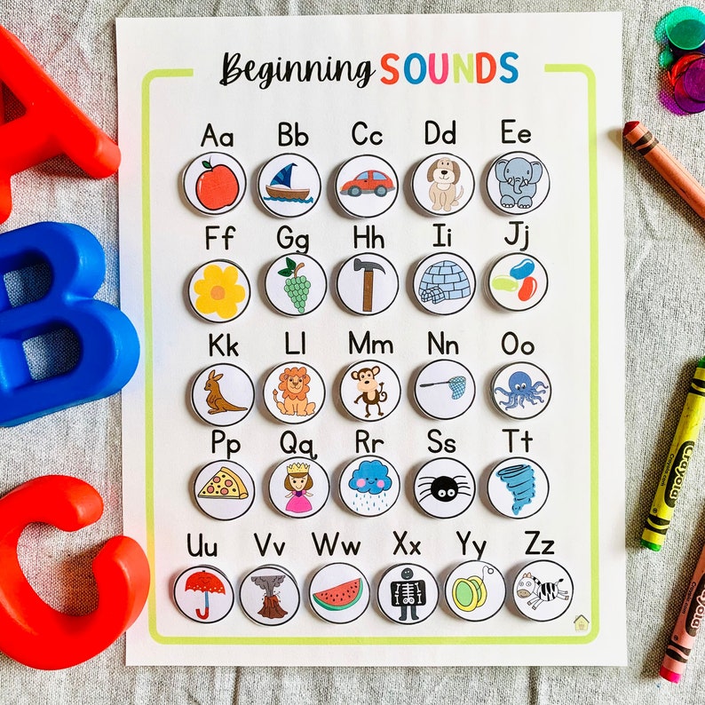 Beginning Sounds Printable, Printable Alphabet Learning, Homeschool ...