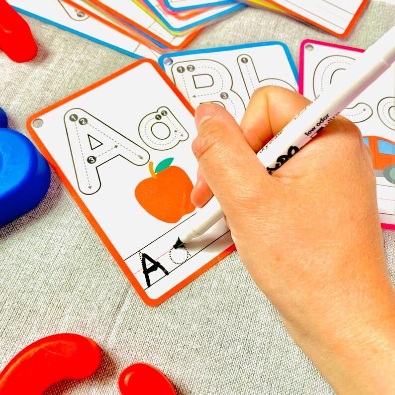 Traceable Alphabet and Number Flashcards Bundle Tracing - Etsy