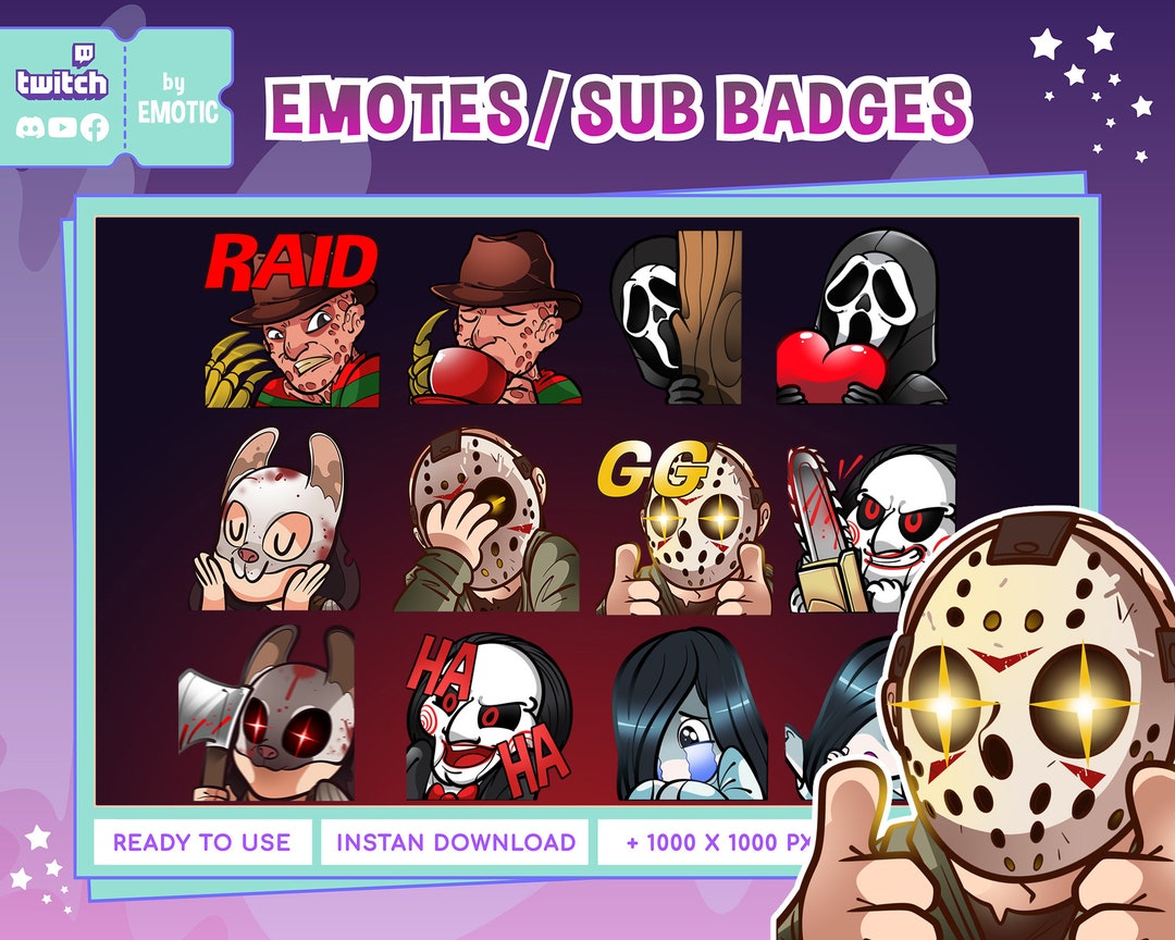 Twitch Emotes 12 Classic Horror Characters | Dbd Twitch Emotes | Dead ...