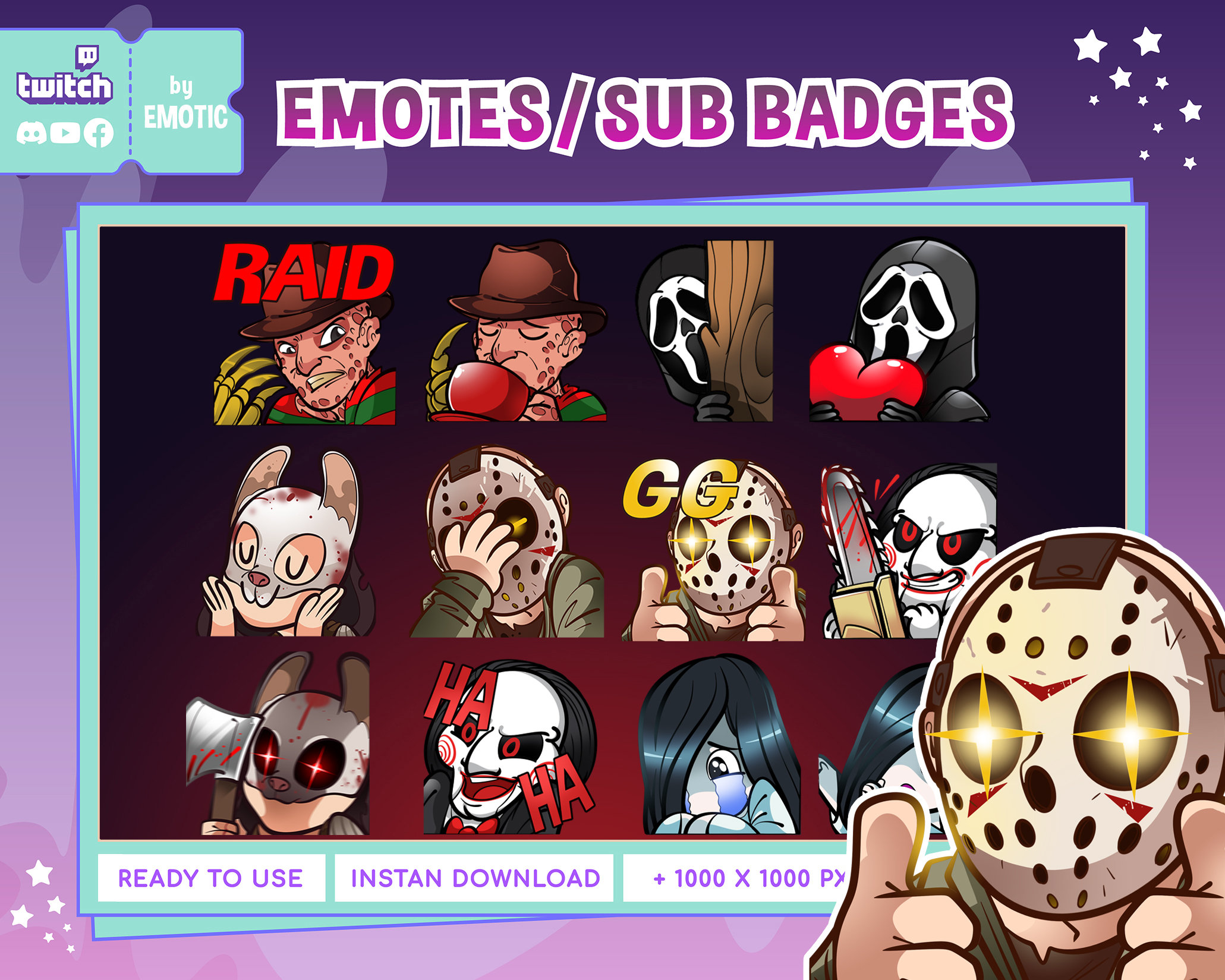 Twitch Emotes 12 Classic Horror Characters | Dbd Twitch Emotes | Dead ...
