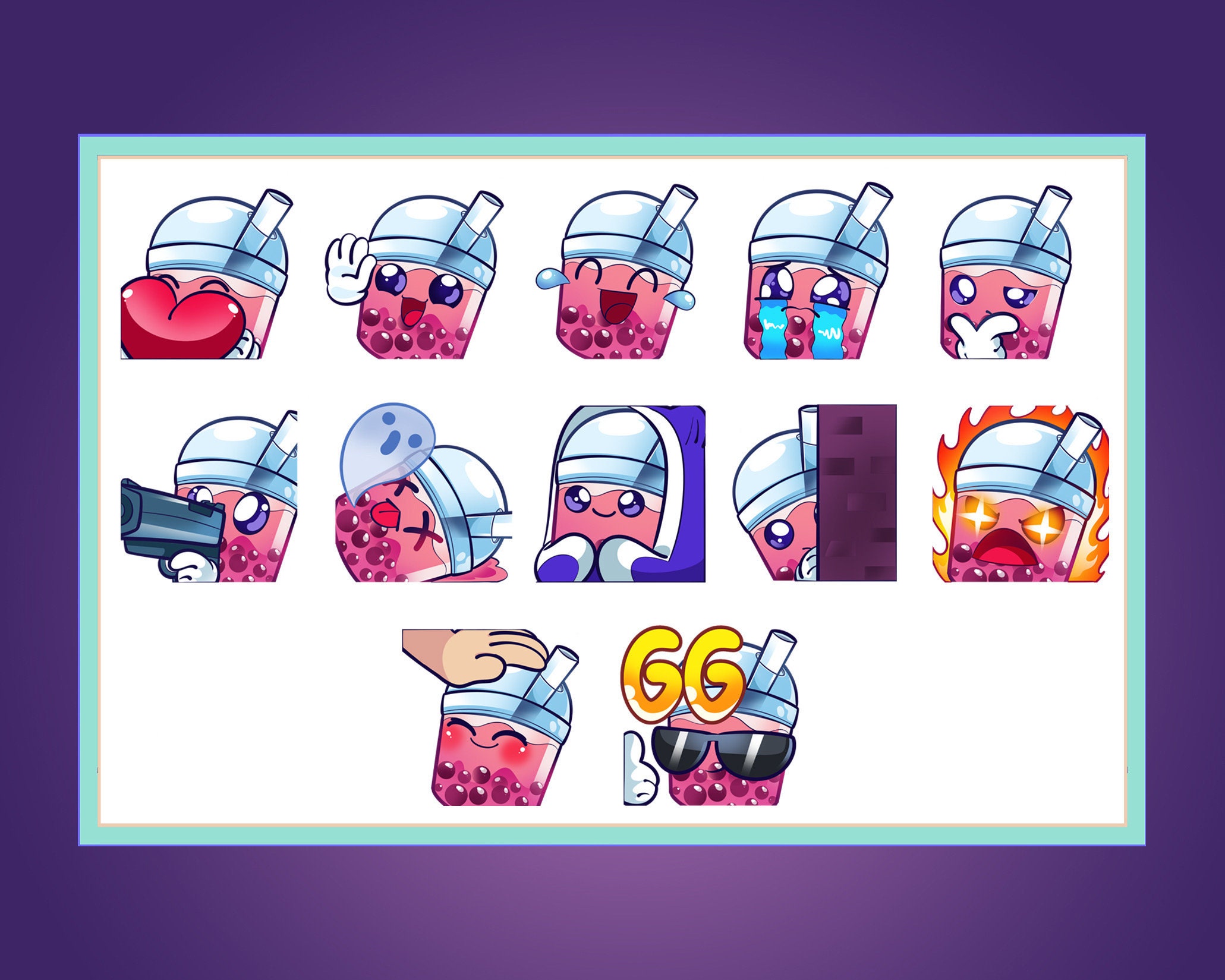 12 Cute Boba Twitch Emotes| Boba Drink | Boba | Boba Emote | Streaming ...