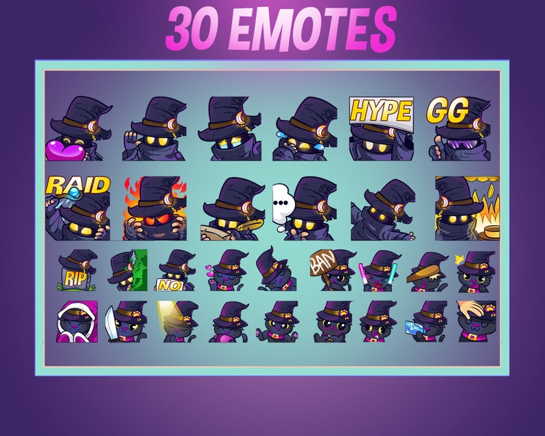 Mega Pack 30 Wizard Horror Characters | the Witch Twitch Emotes | Black ...