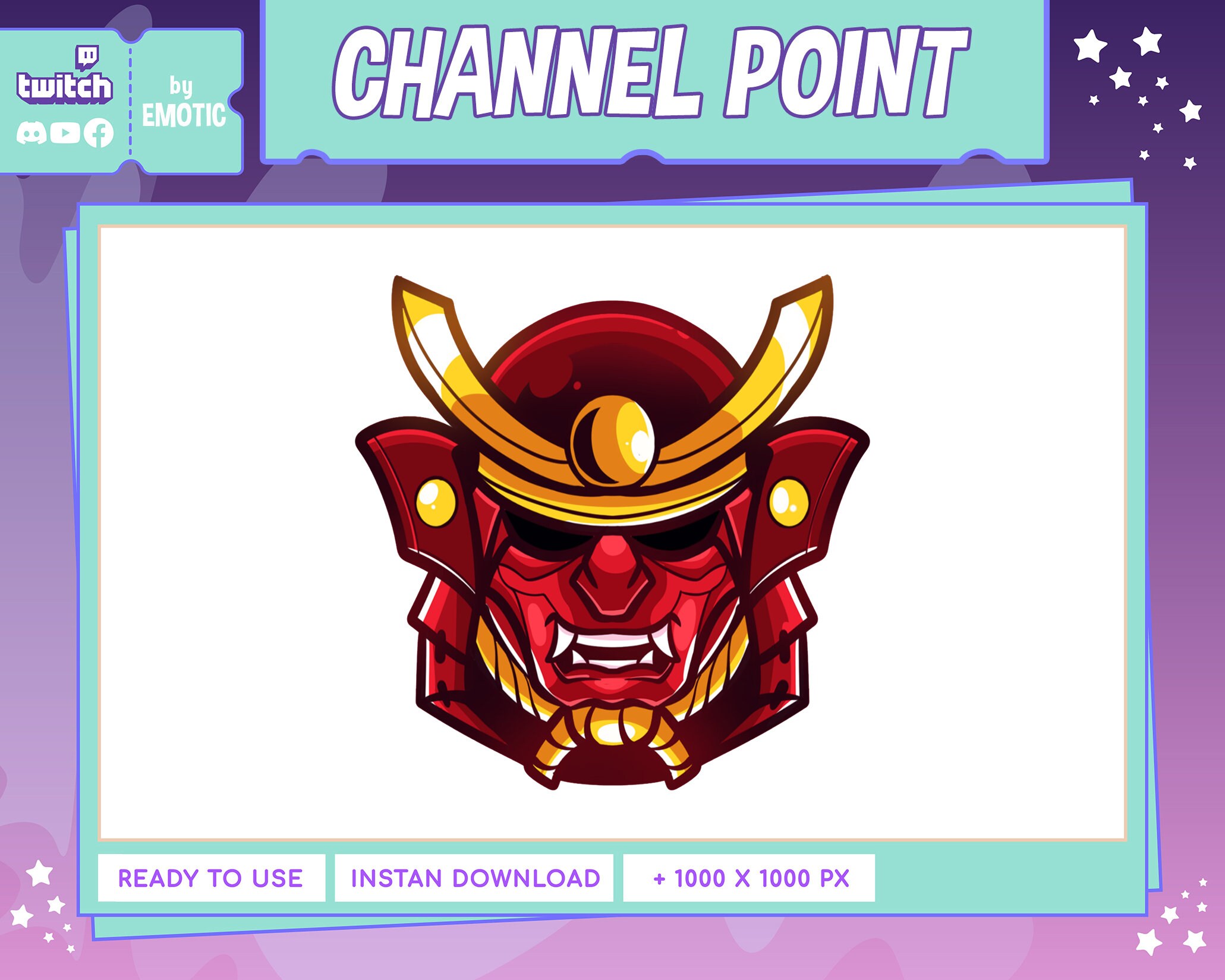 Twitch Channel Point or Emote : Samurai Mask | Twitch Emote Design ...