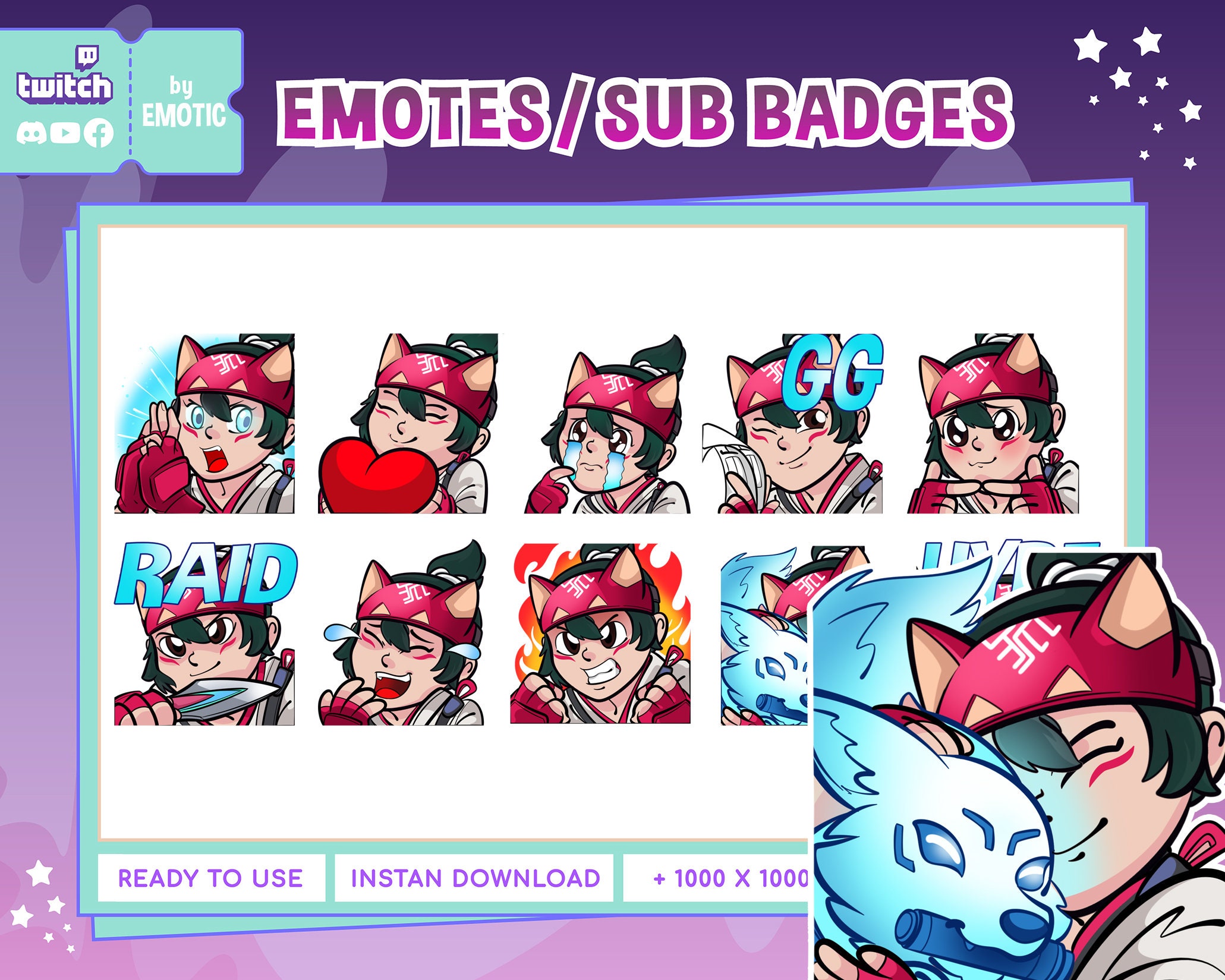Twitch Emotes : Kiriko Overwatch OW Emotes Overwatch 2 Emotes Cute ...