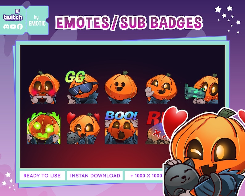 Pumpkin Twitch Emotes Chibi Spooky Pumpkin Emotes Dead by Daylight DBD ...