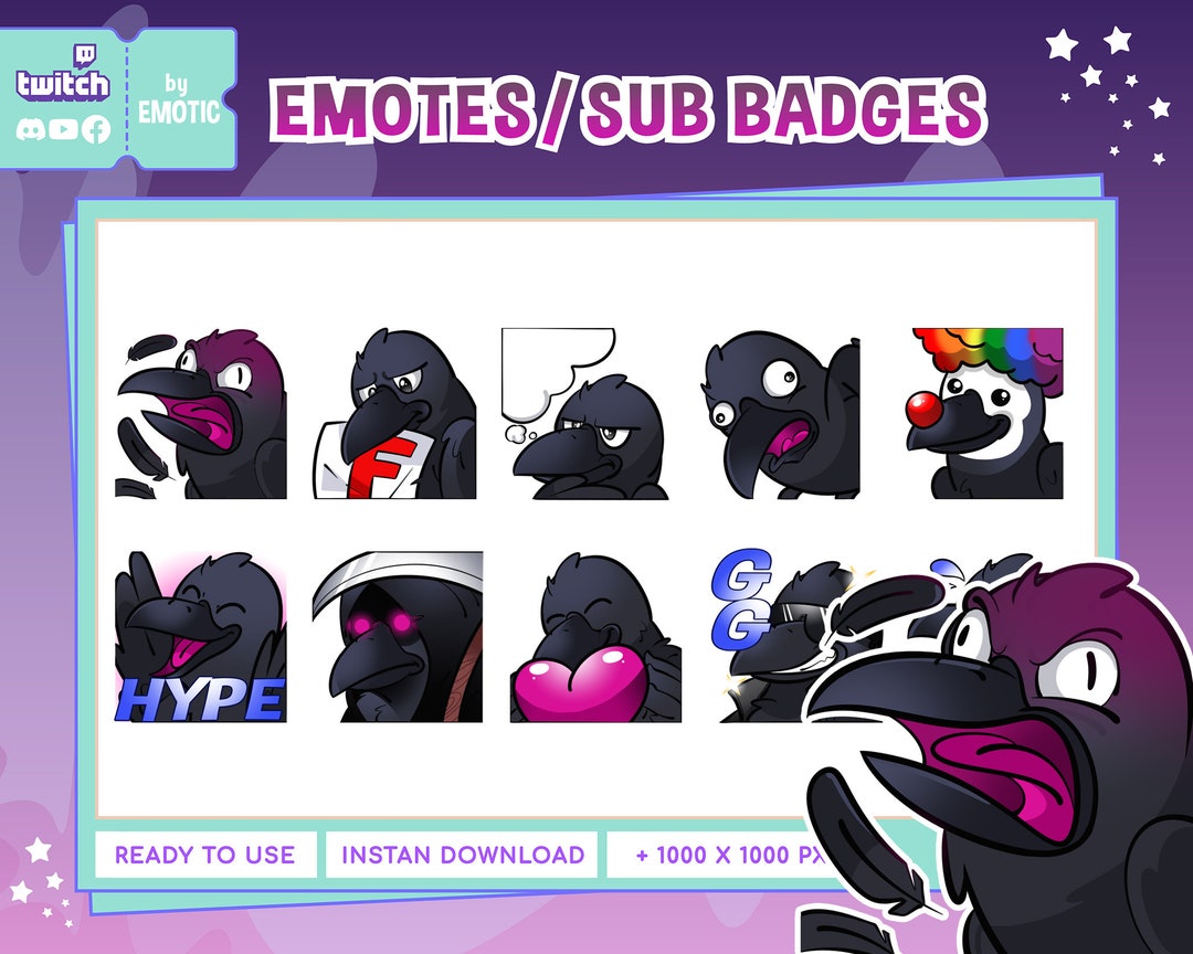 Spooky Black Raven Emotes | Black Crow Twitch Emotes | Youtube ...