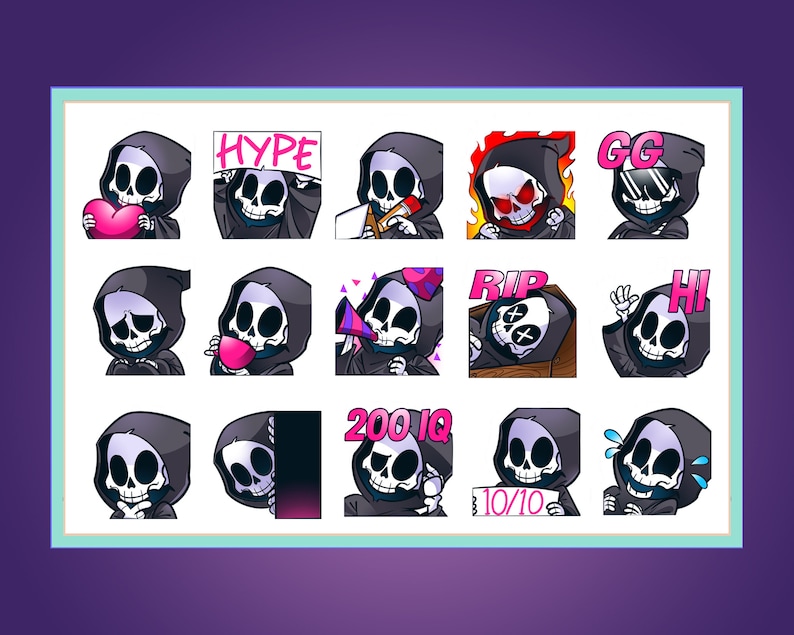 Grim Reaper Twitch Emote Chibi Emote Horror Emote Cute - Etsy Canada