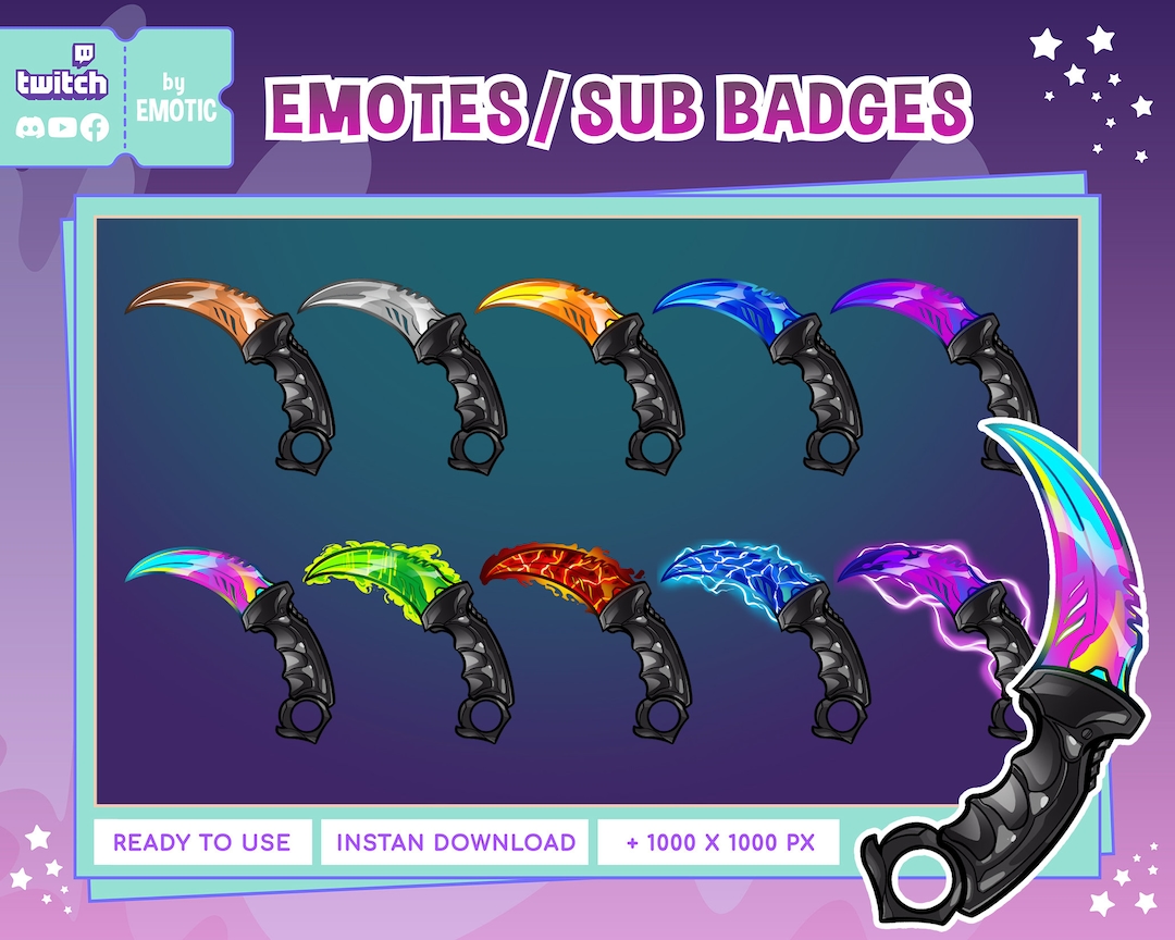 Awesome Karambit Twitch Sub Badges CS Go - Valorant Inspired for ...