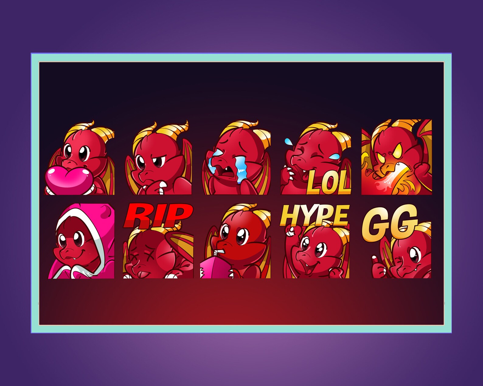 Twitch Emotes Dragon | Red Dragon Chibi Emotes | Cartoon Emotes | Cute ...