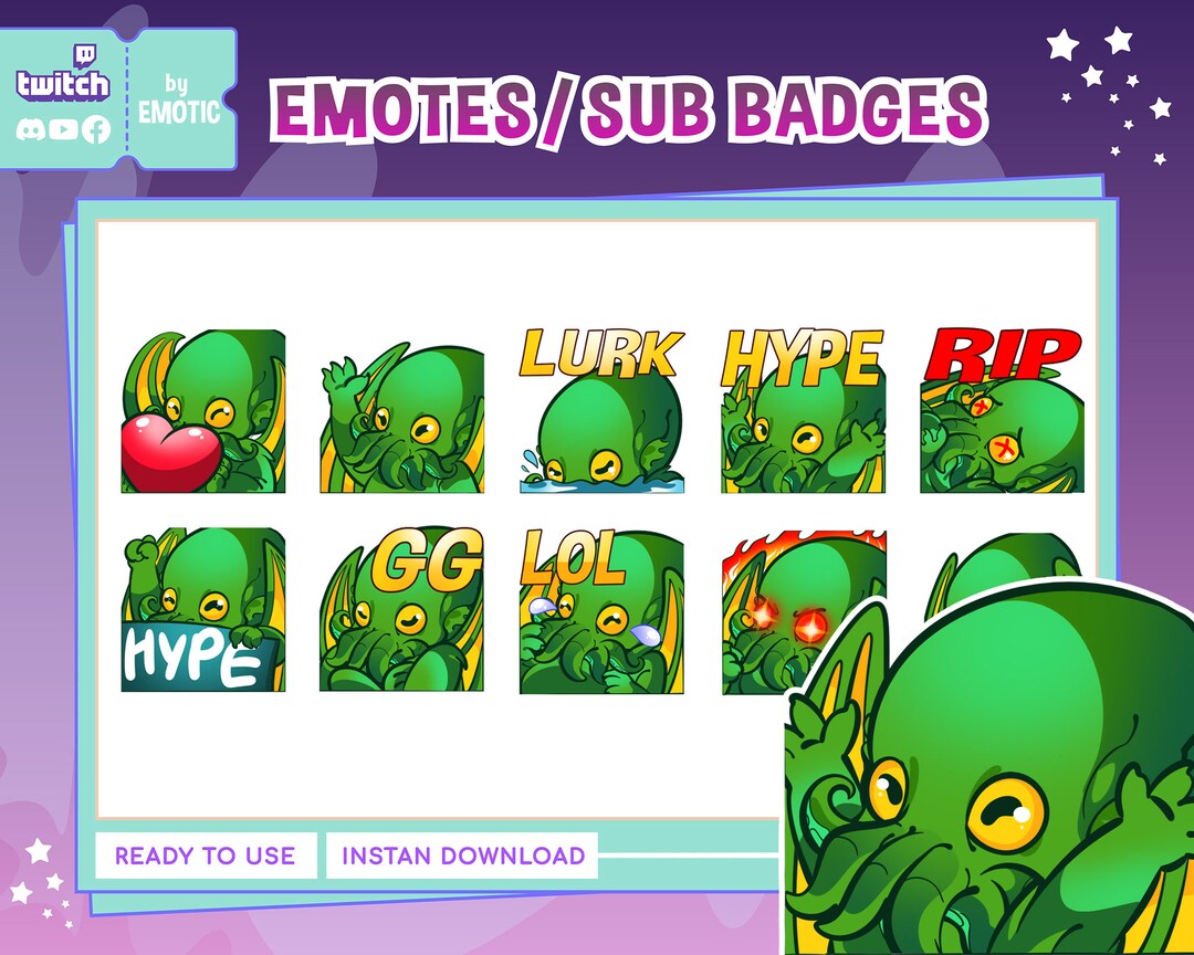 Twitch Emotes Cute Cthulhu | Chibi Cute Cthulhu | Cartoon Cthulhu ...