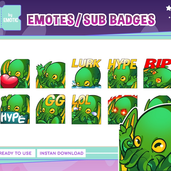 Cthulhu Twitch Emotes - Etsy