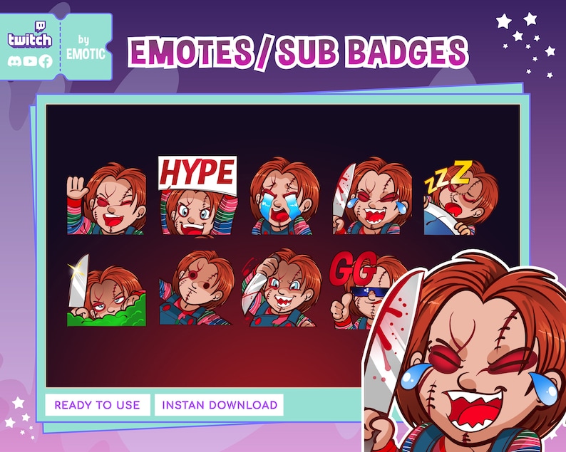 10 Pack Horror Doll Emote Killer Dbd Emote Horror Emote Discord Stream ...