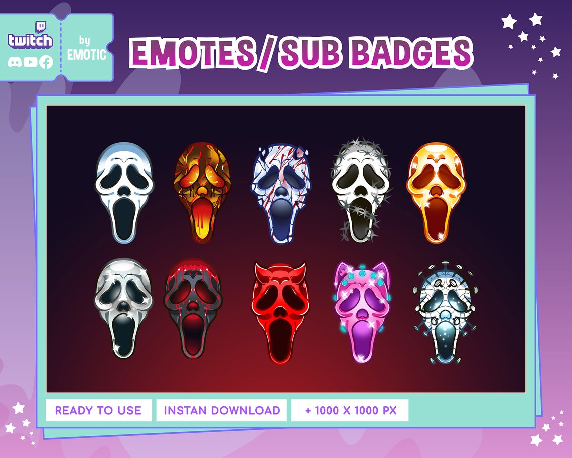Twitch Sub Badges Ghostface Ghost Mask Mask Sub Badges Ghostface Sub Badges Horror Dbd Stream - Etsy