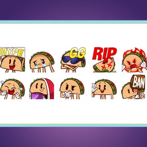 Taco Twitch Emotes | Cute Taco Twitch Emotes | Taco Emotes | Chibi ...