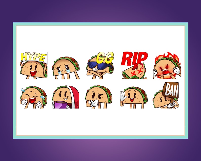 Taco Twitch Emotes | Cute Taco Twitch Emotes | Taco Emotes | Chibi ...