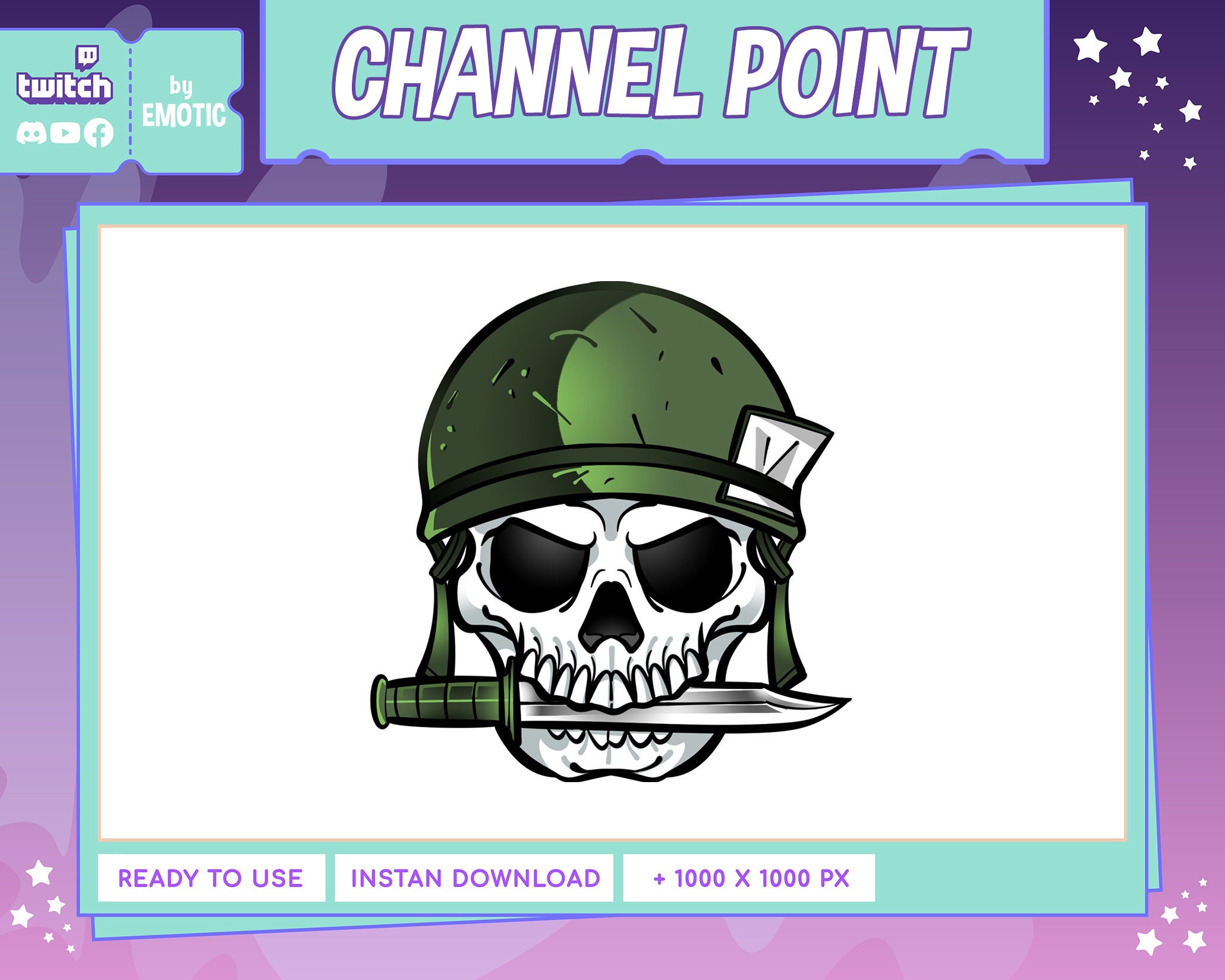 Twitch Channel Point or Emote : Military Skull | Twitch Emote Design ...