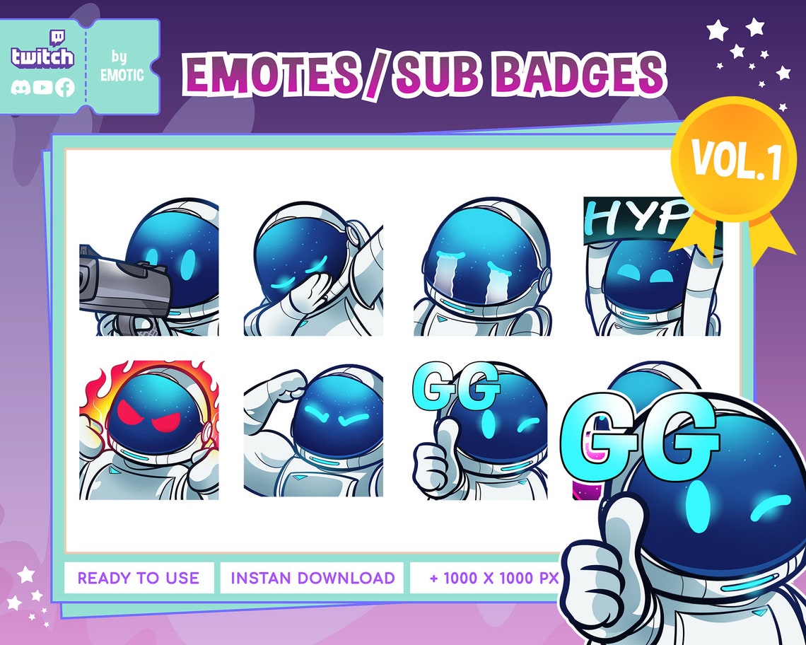 Astronaut Emotes Vol 1 Twitch Emotes Youtube Emotes - Etsy Australia