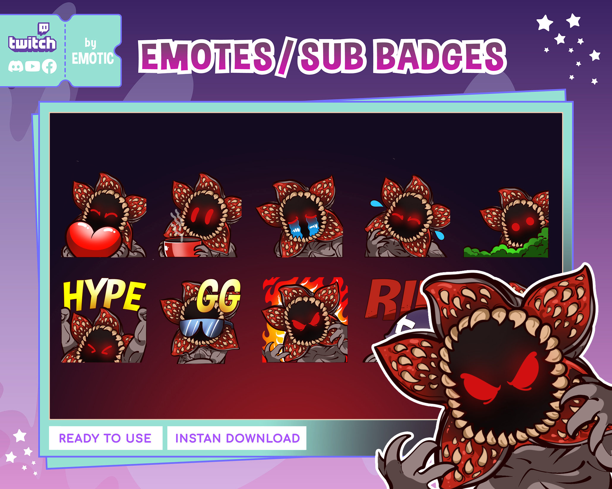 The Demogorgon Twitch Emotes | Dbd Emotes | Dead by Daylight Emotes ...