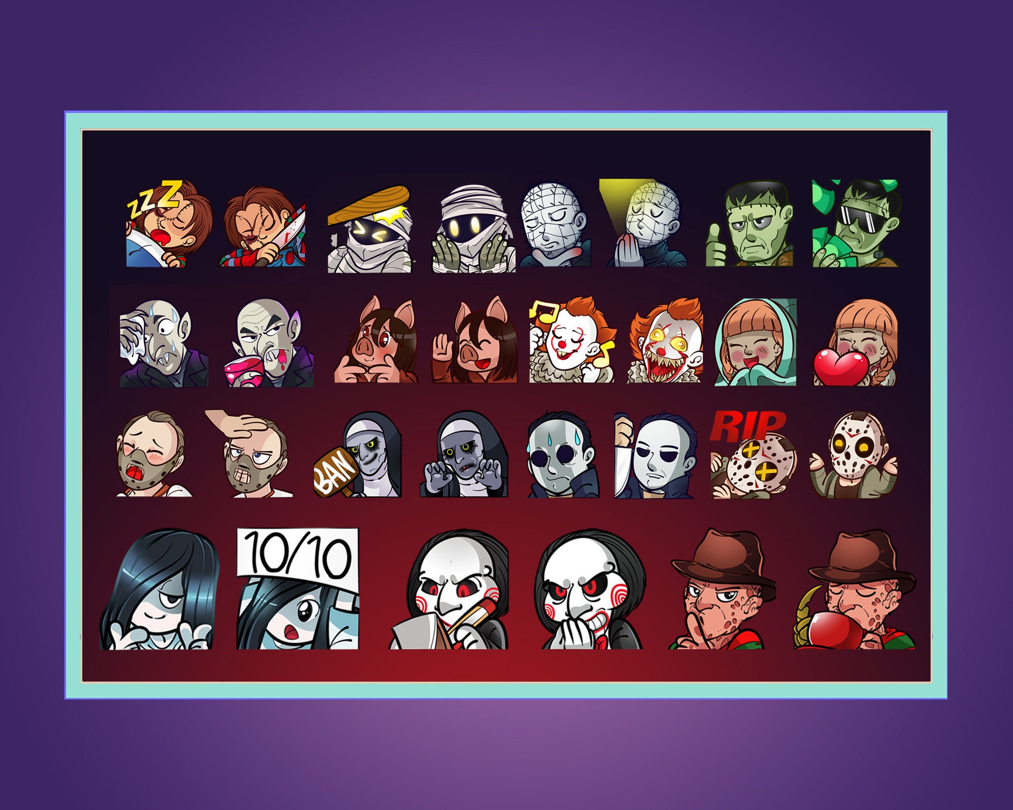 Megapack Emotes and Free 6 Sub Badges | Horror Megapack | Horror Emotes ...