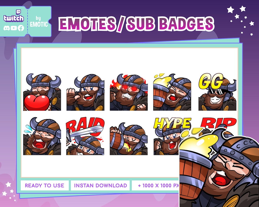 Viking Twitch Emotes | Viking Emote | Twitch | Youtube | Discord - Etsy