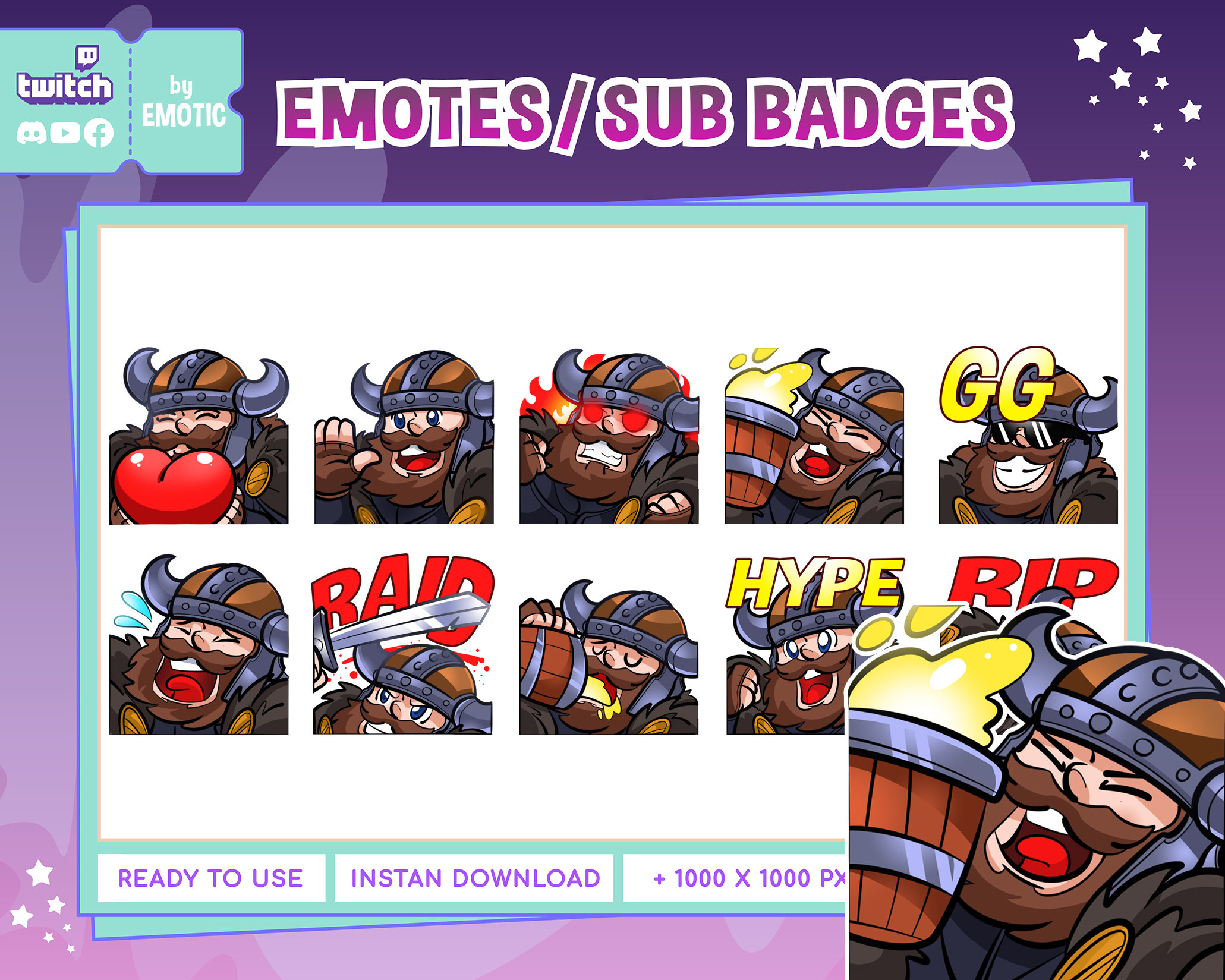 Viking Twitch Emotes Viking Emote Twitch Youtube Discord - Etsy
