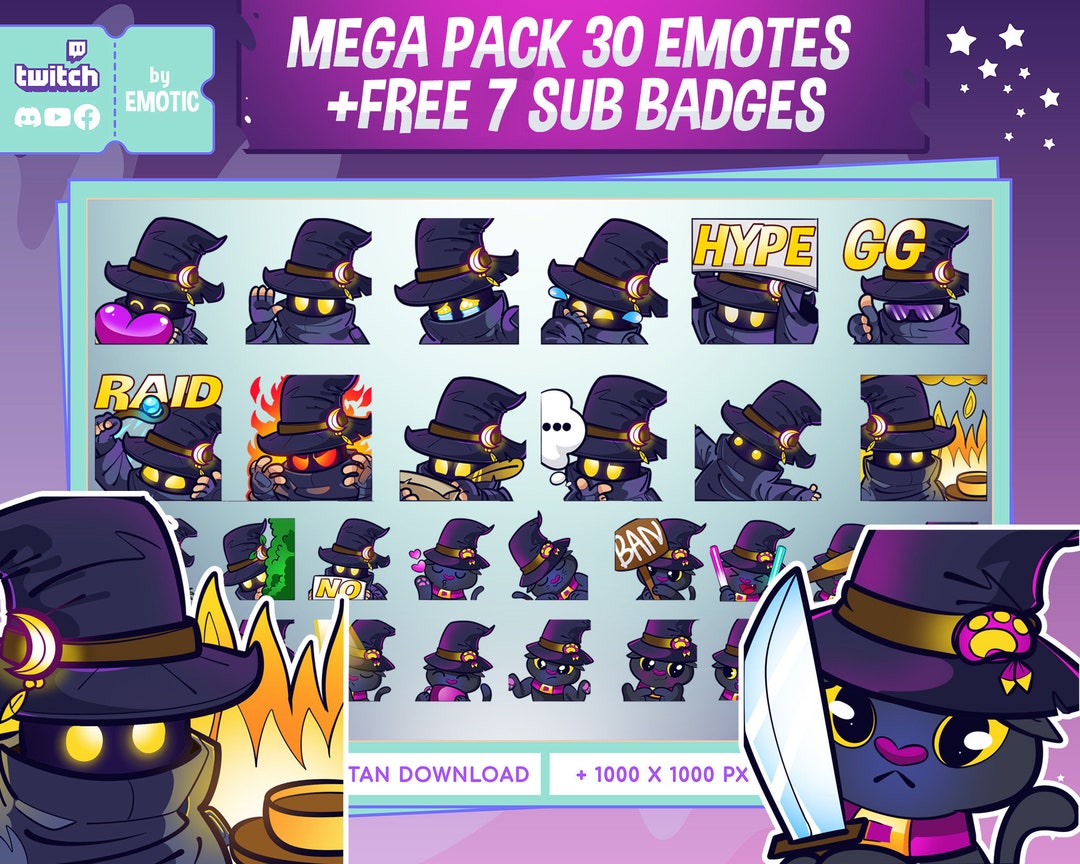 Mega Pack 30 Wizard Horror Characters | the Witch Twitch Emotes | Black ...