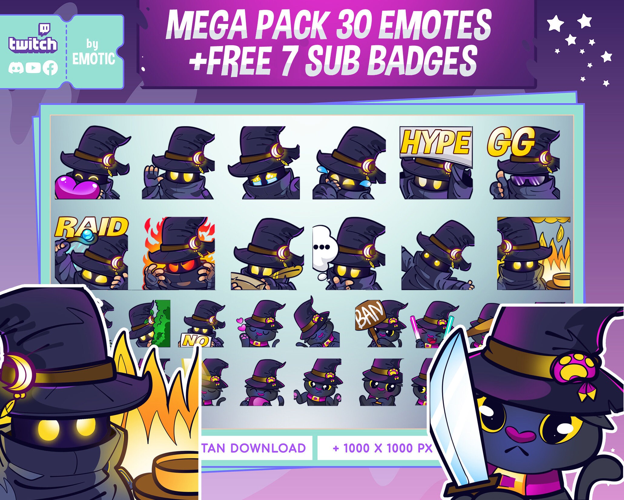 Mega Pack 30 Wizard Horror Characters | the Witch Twitch Emotes | Black ...