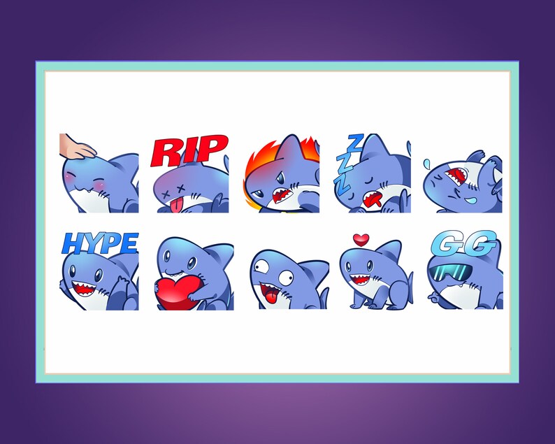 Cute Shark Twitch Emotes for Streaming or Gaming Emotes - Etsy