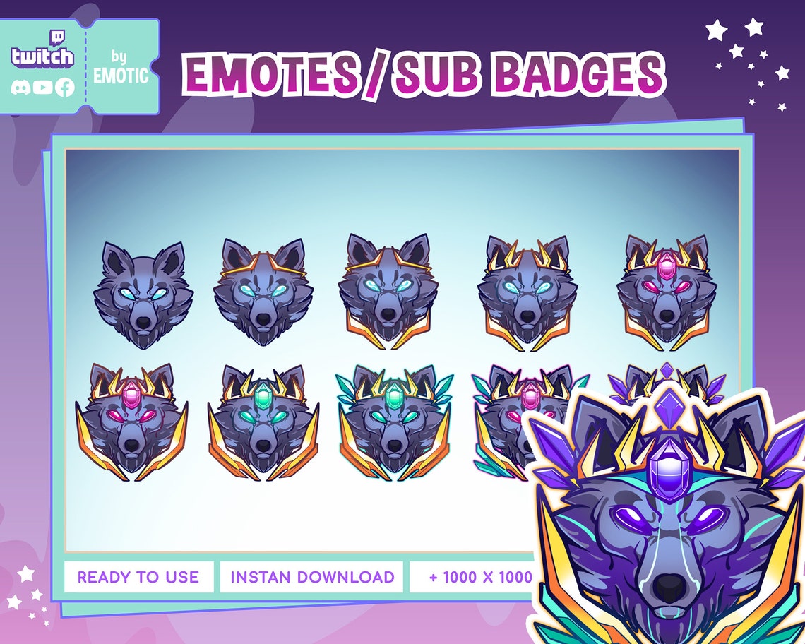 Wolf Sub Badges Wolf Twitch Sub Badges Wolf Cheer Bagdes - Etsy