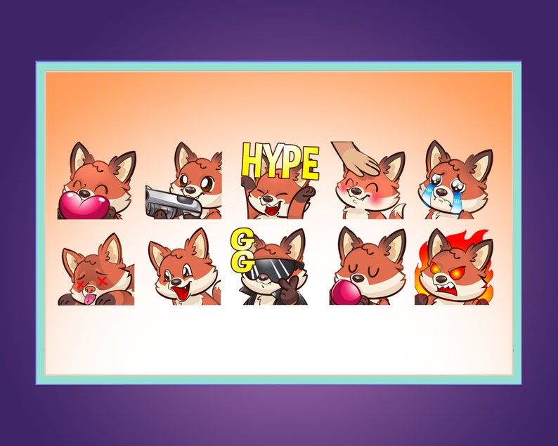 Emote de zorro para Twitch, Discord y streamers gamers - Etsy México
